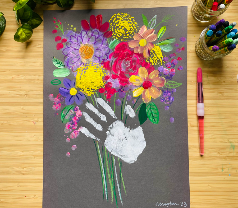 Easy Mother's Day Art Project for Kids: Printed Floral Bouquet – Art ...