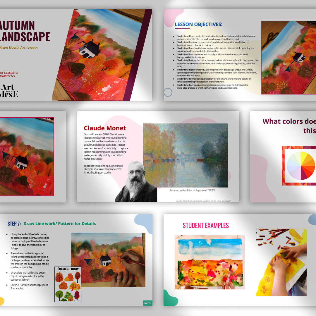 Autumn Landscape | Digital Mixed Media Elementary Art Lesson – Art With ...