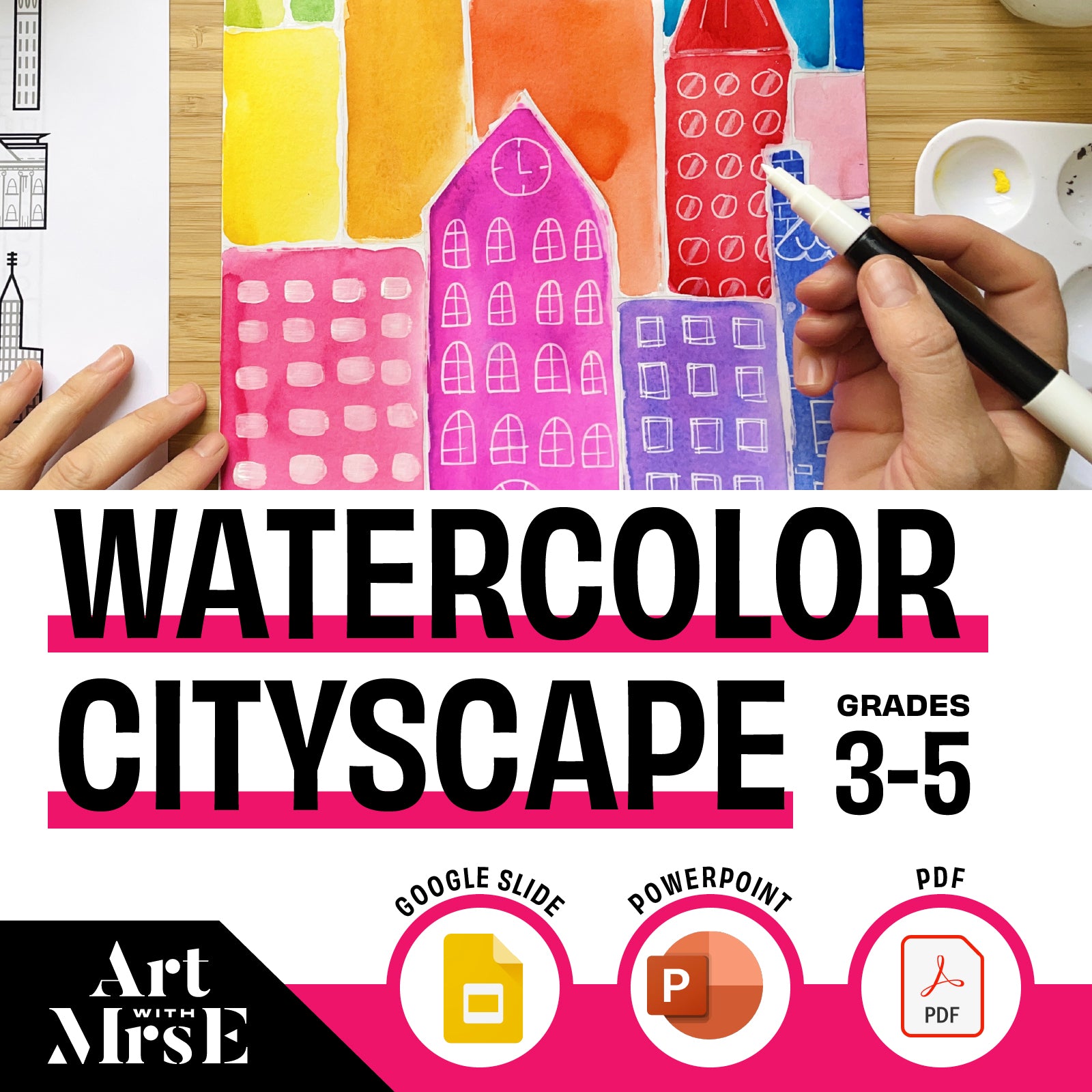 Watercolor Cityscape Digital Art Lesson – Art With Mrs. E