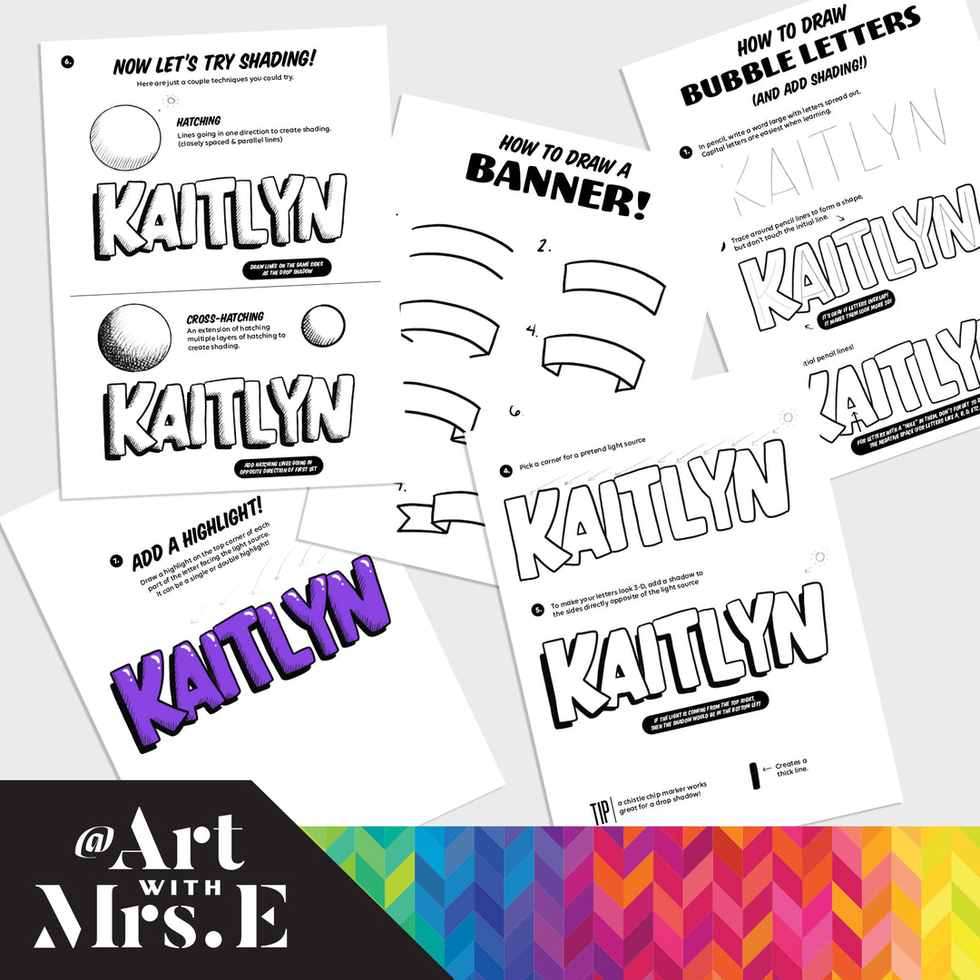 How To Draw Bubble Letters + Add Shading | Digital Download – Art With ...