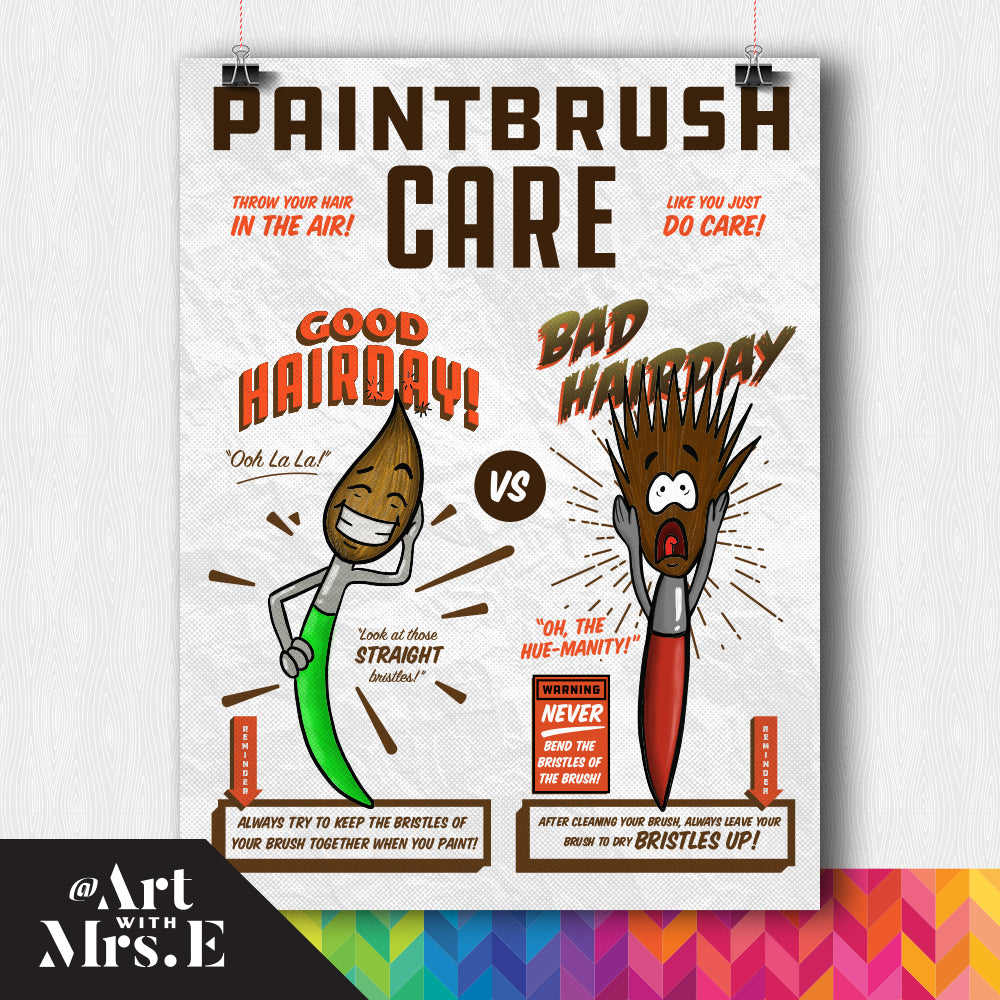 Paintbrush Care | Classroom Visual | Digital Download – Art With Mrs. E